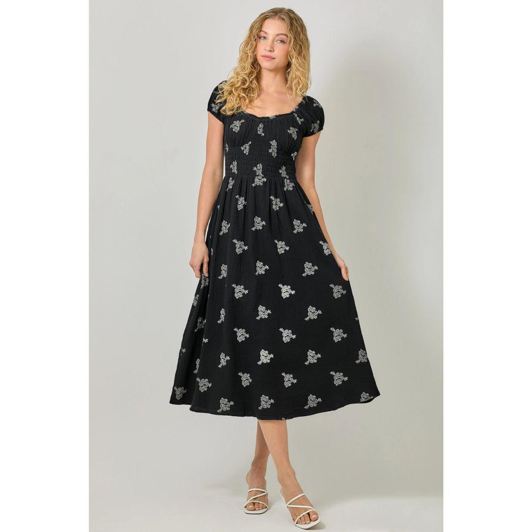 Embroidery Double Gauze Dress - 60939 - Black | Eight On Main - Markham ...
